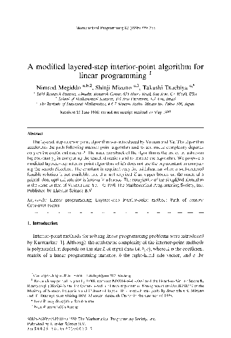 (PDF) A modified layered-step interior-point algorithm for linear programming