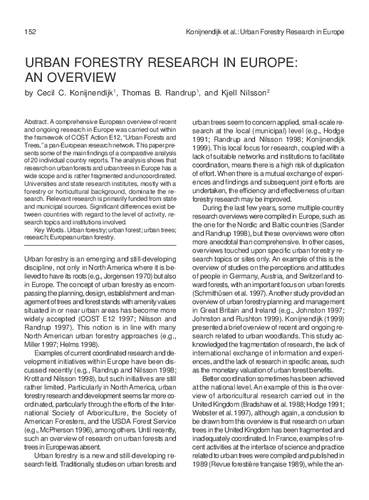 Pdf Urban Forestry Research In Europe An Overview