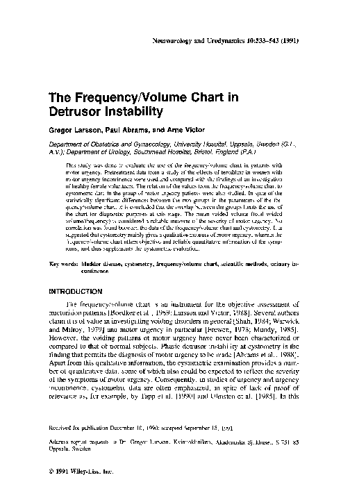 (PDF) The frequency/volume chart in detrusor instability