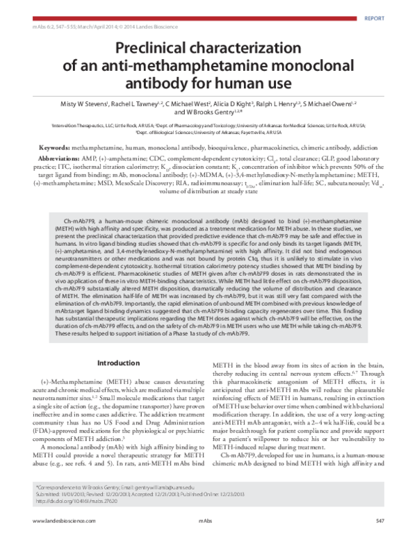 (PDF) Preclinical characterization of an anti-methamphetamine ...