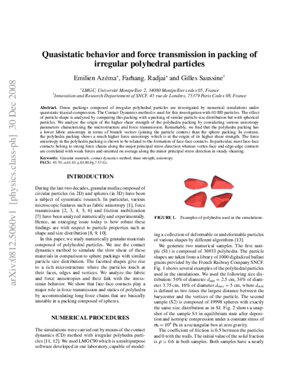 (PDF) Force transmission in a packing of pentagonal particles | Gilles ...