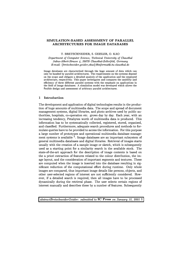 (PDF) Simulation-based assessment of parallel architectures for image databases