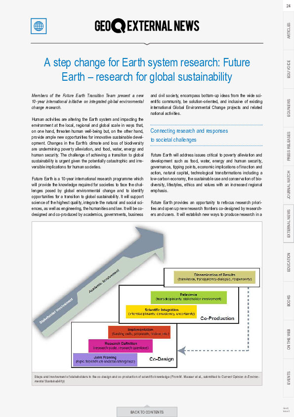 (PDF) A Step Change for Earth System Research: Future Earth–Research ...