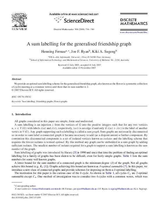 (PDF) A sum labelling for the generalised friendship graph