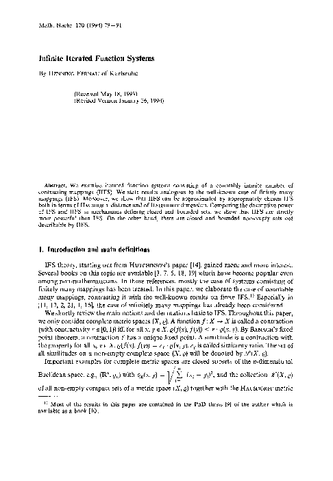 Pdf Infinite Iterated Function Systems