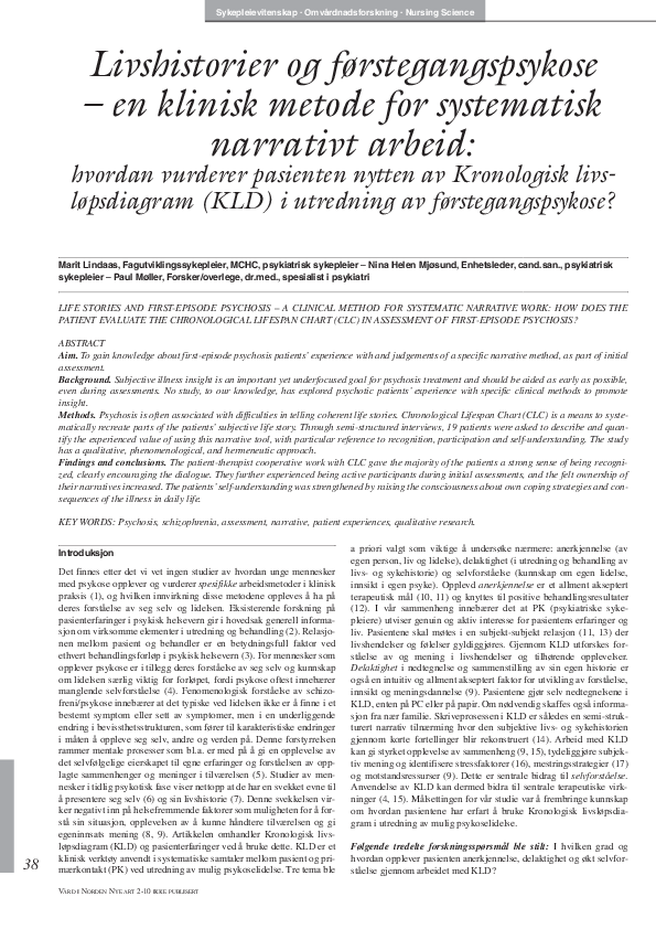 (PDF) Livshistorier og førstegangspsykose - en klinisk metode for ...