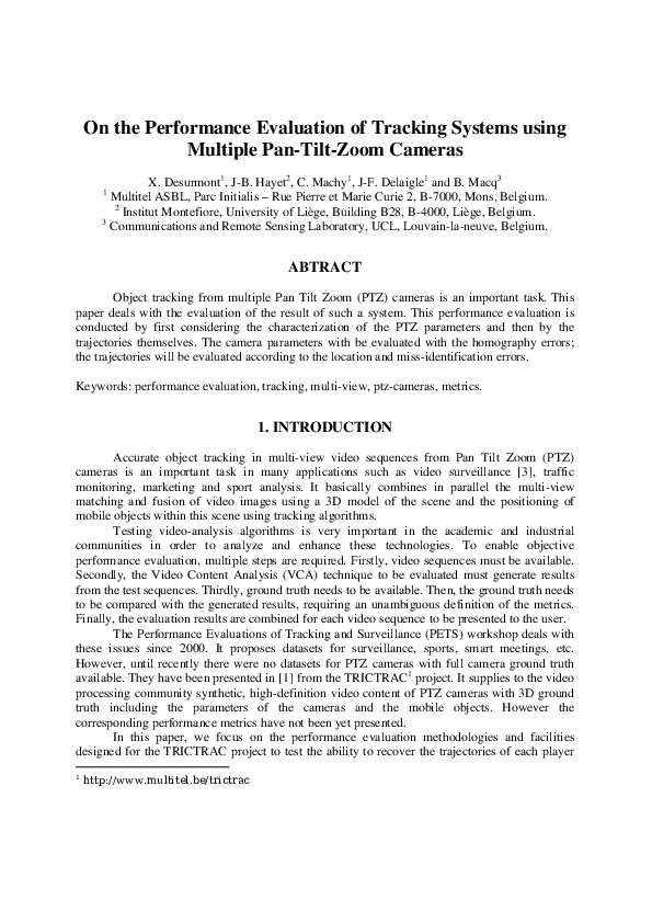 (PDF) On the performance evaluation of tracking systems using multiple ...