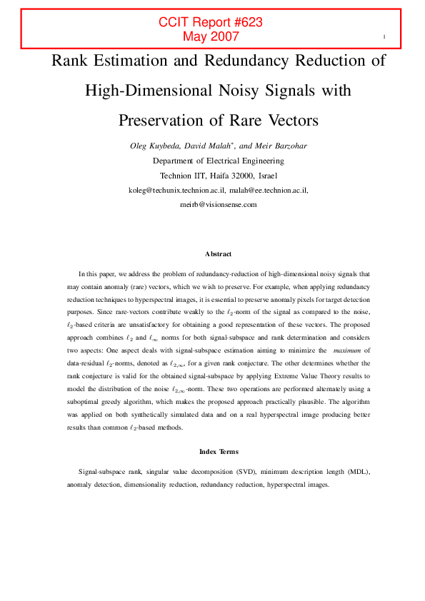 (PDF) Rank Estimation and Redundancy Reduction of High-Dimensional Noisy Signals With ...