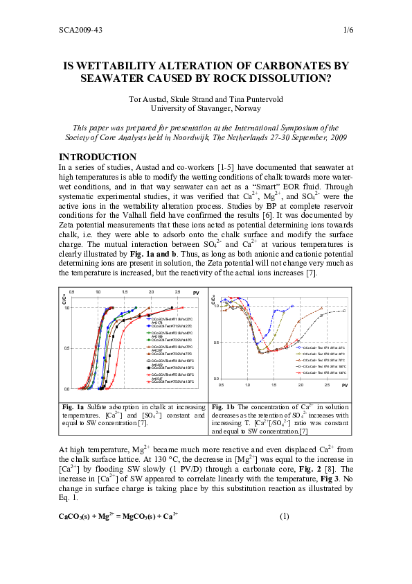 (PDF) IS WETTABILITY ALTERATION OF CARBONATES BY SEAWATER CAUSED BY ...