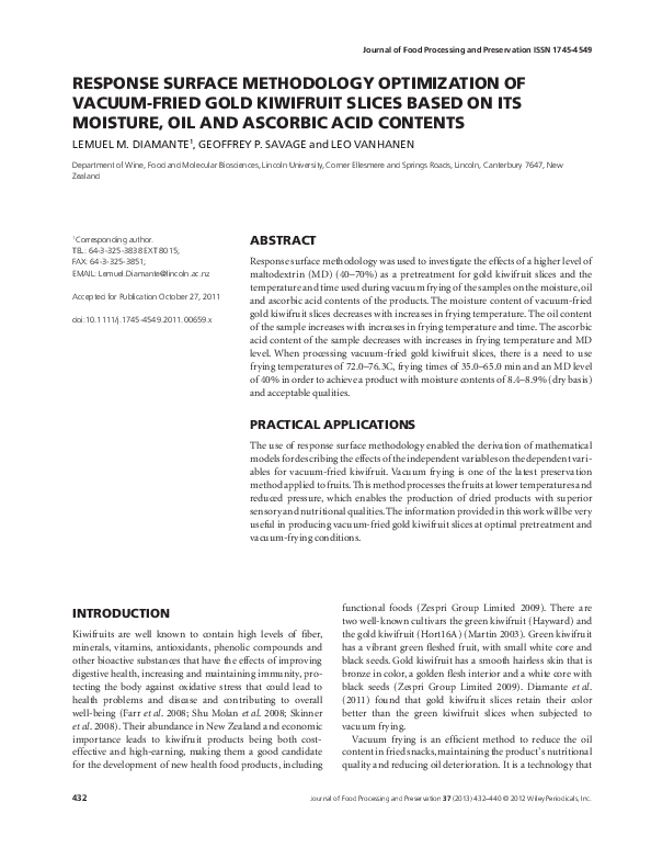(PDF) Response Surface Methodology Optimization of Dried Apple-Blackcurrant Cubes