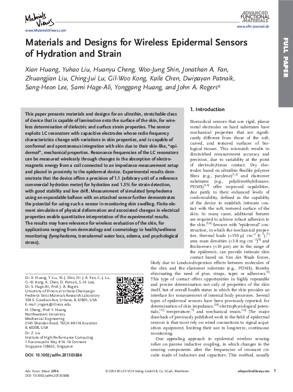 (PDF) Multifunctional Skin-Like Electronics for Quantitative, Clinical ...