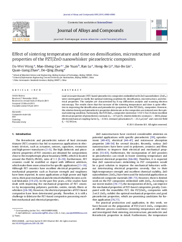 (PDF) Effect of sintering temperature and time on densification, microstructure and properties ...