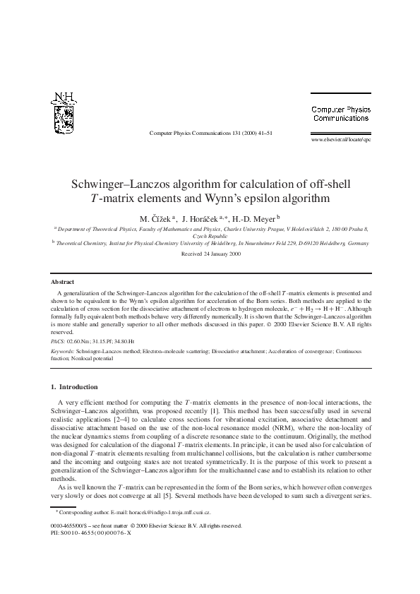 (PDF) Schwinger–Lanczos algorithm for calculation of off-shell -matrix ...