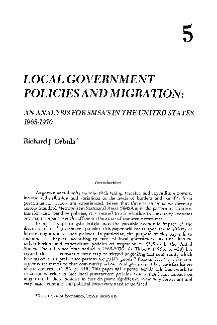 (PDF) Local government policies and migration
