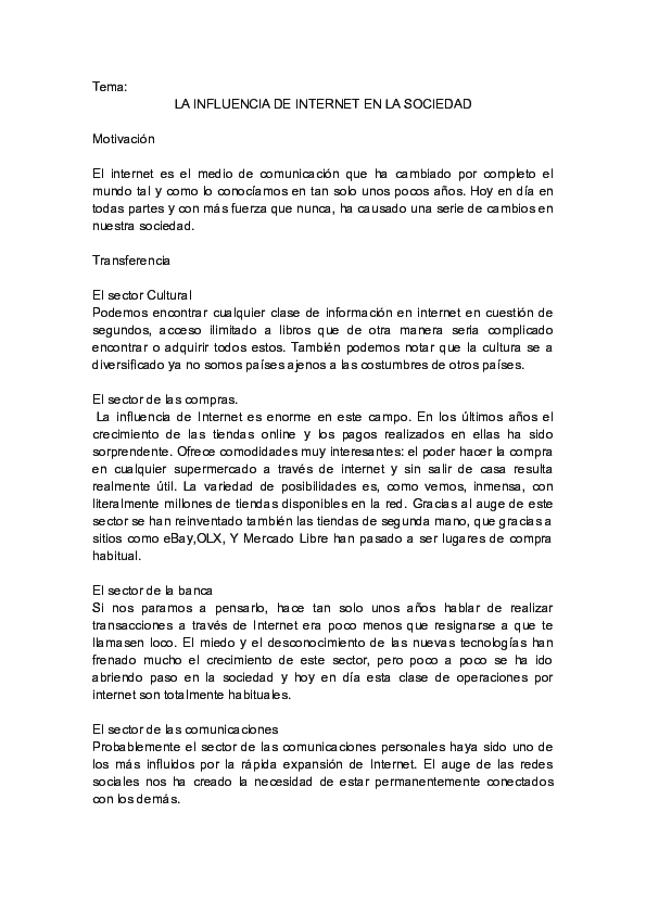 (DOC) influencia del internet en la sociedad