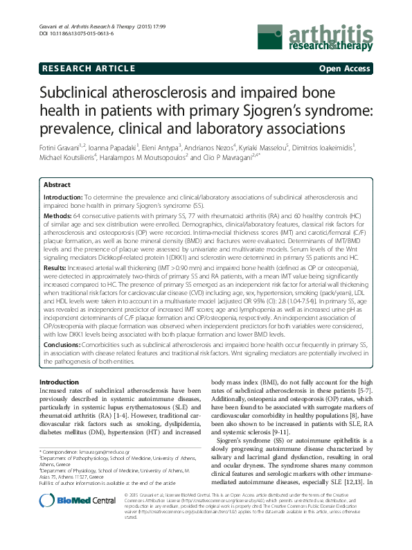 (PDF) Subclinical atherosclerosis and impaired bone health in patients ...