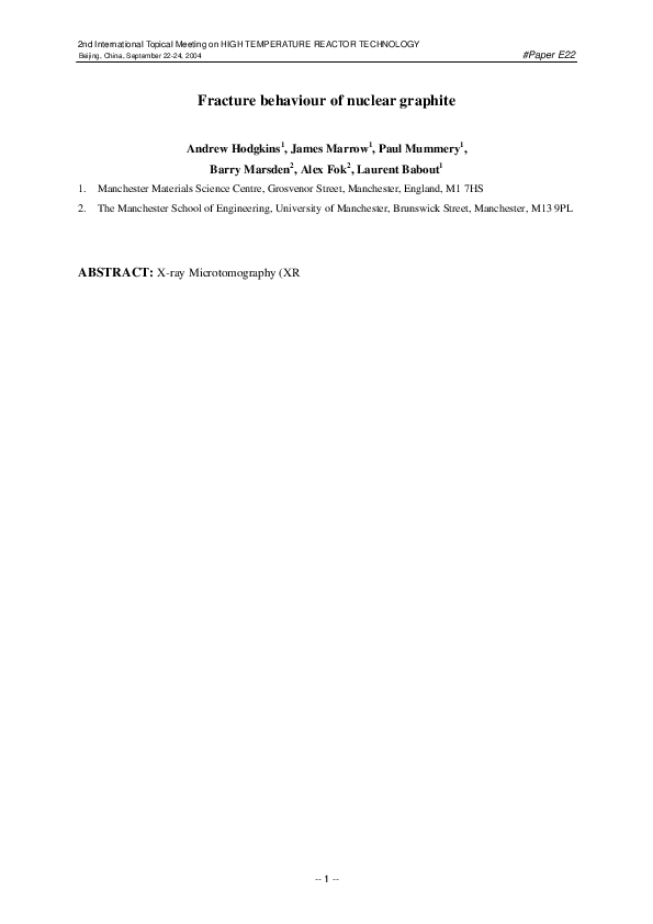(PDF) Fracture behaviour of nuclear graphite