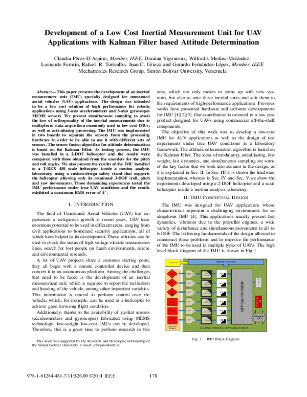 Pdf Development Of A Low Cost Inertial Measurement Unit For Uav Applications With Kalman