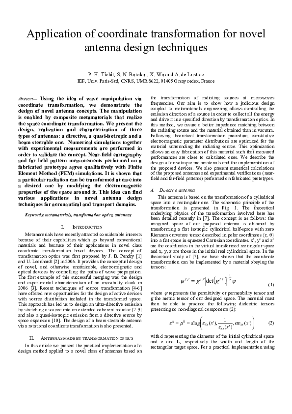 (PDF) Application of coordinate transformation for novel antenna design techniques