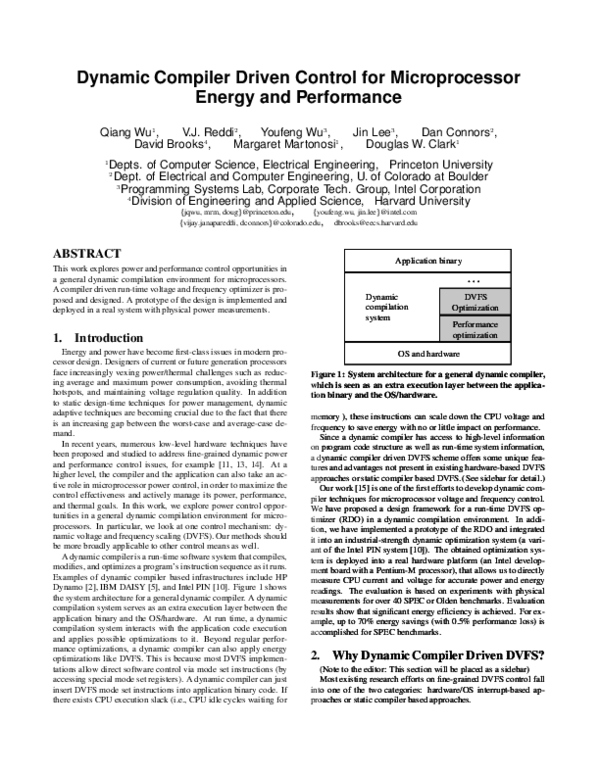 (PDF) A Dynamic Compilation Framework for Controlling Microprocessor Energy and Performance ...
