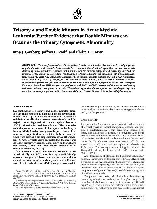 (PDF) A new case of trisomy 5 as sole cytogenetic anomaly in acute ...