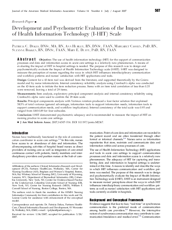 (PDF) Development and Psychometric Evaluation of the Impact of Health ...