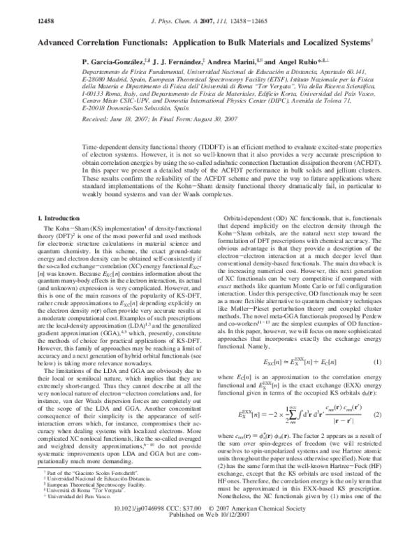 (PDF) Advanced Correlation Functionals: Application to Bulk Materials and Localized Systems