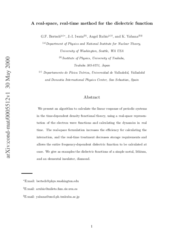 (PDF) Real-space, real-time method for the dielectric function