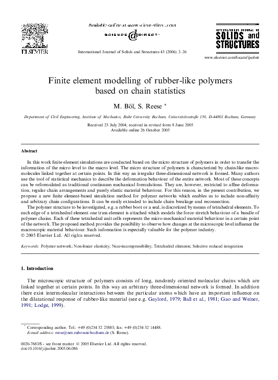 (PDF) Finite element modelling of rubber-like polymers based on chain ...