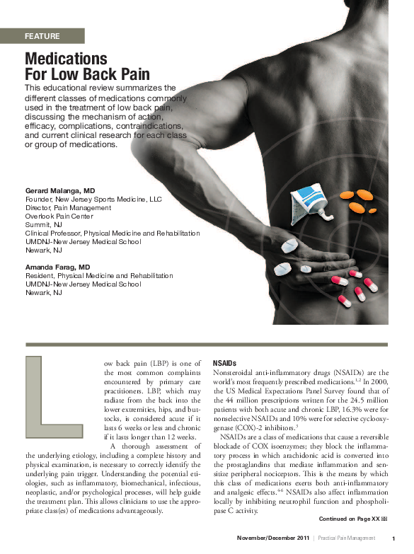 (PDF) Use of medications in the treatment of acute low back pain