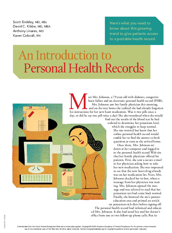 (PDF) An introduction to personal health records