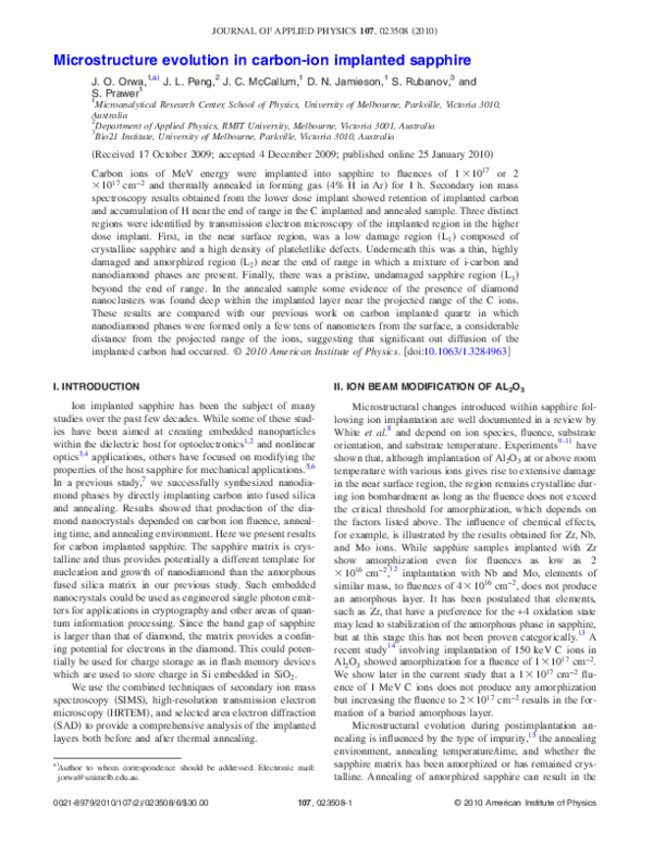 (PDF) Microstructure evolution in carbon-ion implanted sapphire