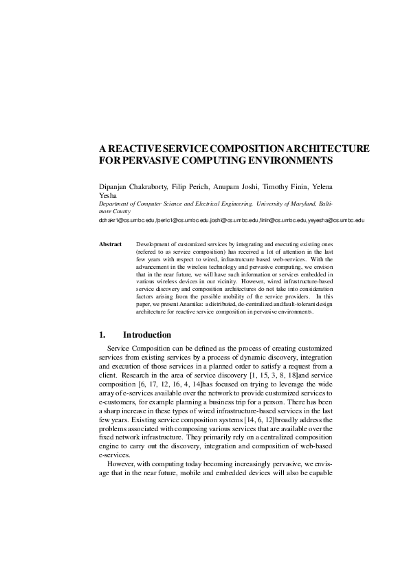 (PDF) A Reactive Service Composition Architecture for Pervasive Computing Environments
