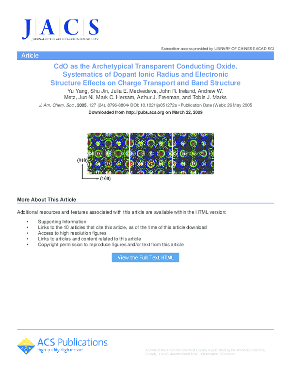 (PDF) CdO as the Archetypical Transparent Conducting Oxide. Systematics ...