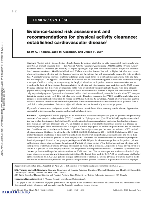 (PDF) Evidence-based risk assessment and recommendations for physical ...