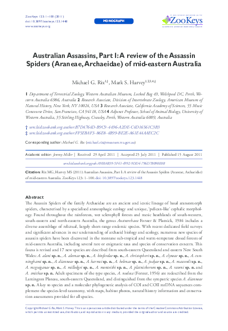 (PDF) Australian Assassins, Part I: A review of the Assassin Spiders ...