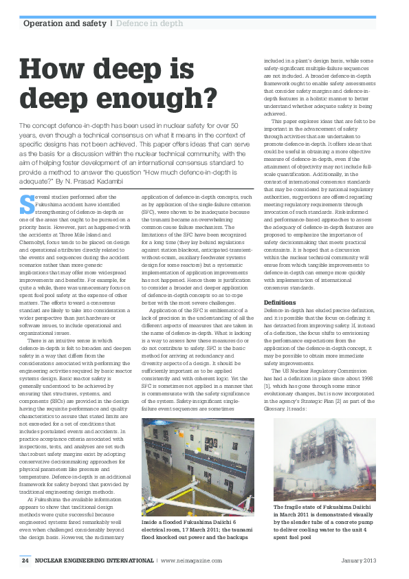 (PDF) Defense in Depth for Nuclear Safety