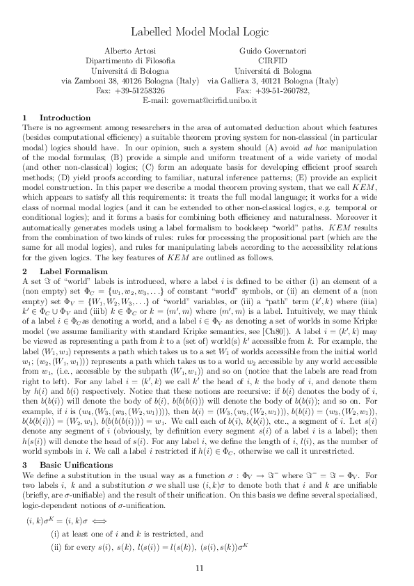 (PDF) Labelled model modal logic