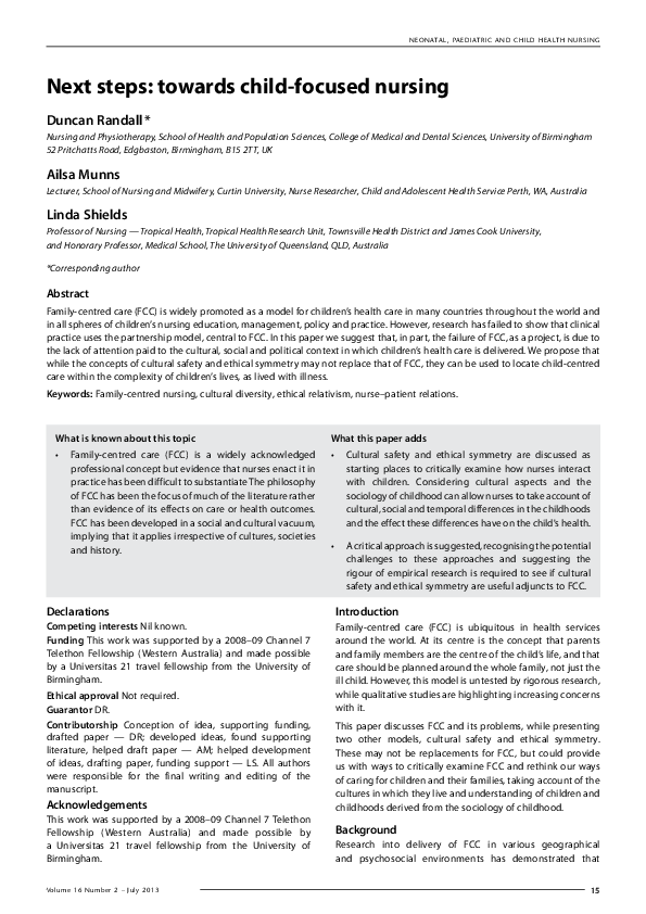 (PDF) Neonatal, paediatric and child health nursing journal | Ailsa ...