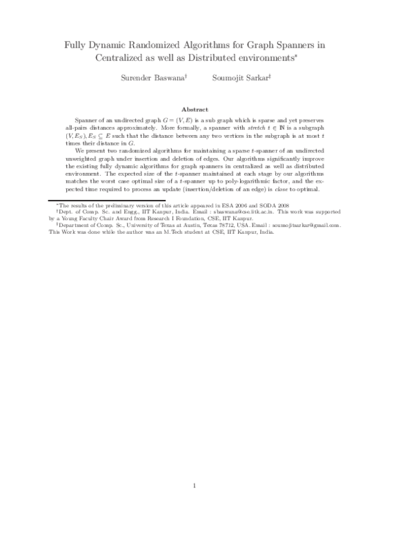 Pdf Fully Dynamic Randomized Algorithms For Graph Spanners