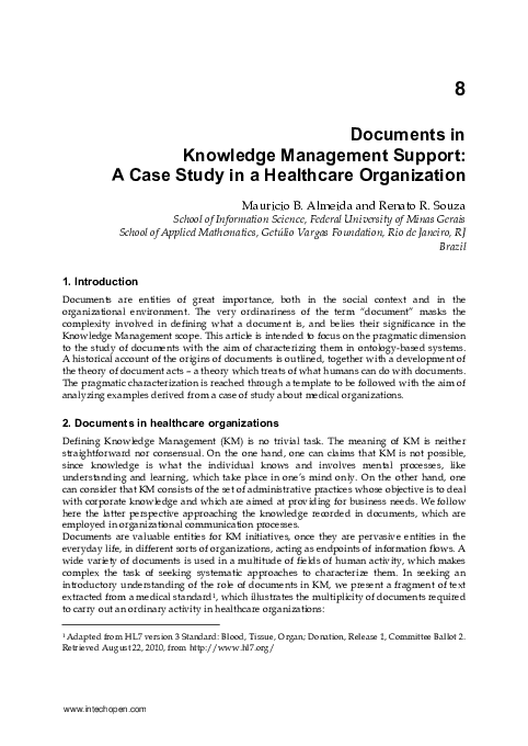 (PDF) Documents in Knowledge Management Support: A Case Study in a Healthcare Organization ...