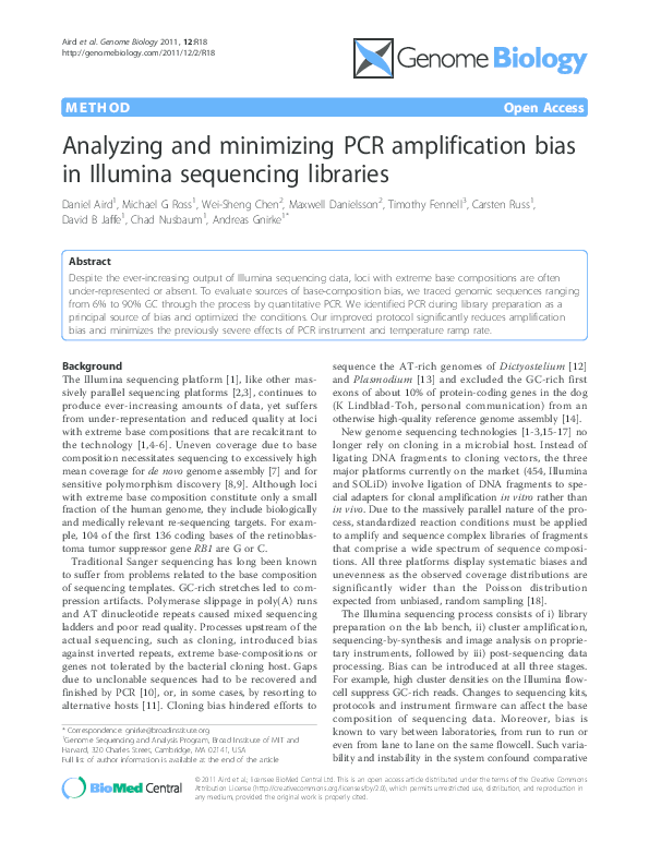 (PDF) Analyzing and minimizing PCR amplification bias in Illumina ...