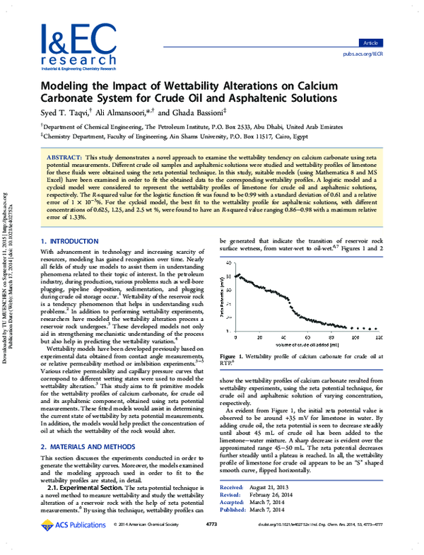 (PDF) Modeling the Impact of Wettability Alterations on Calcium ...