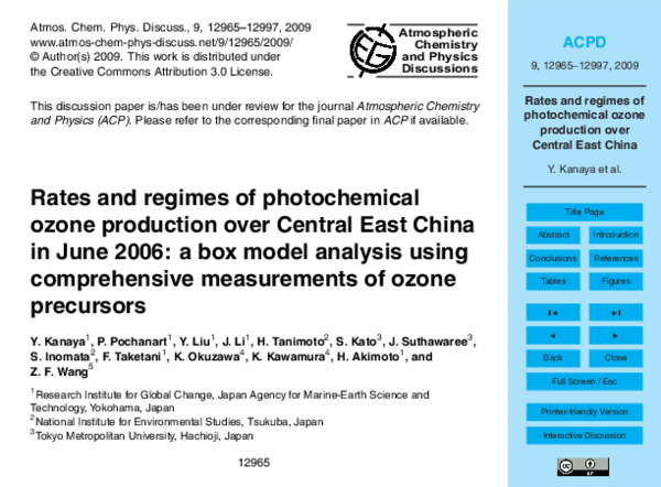 (PDF) Rates and regimes of photochemical ozone production over Central ...