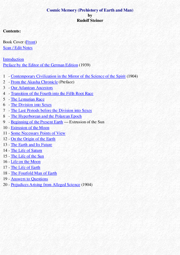 (PDF) Cosmic Memory (Prehistory of Earth and Man) By Rudolf Steiner ...