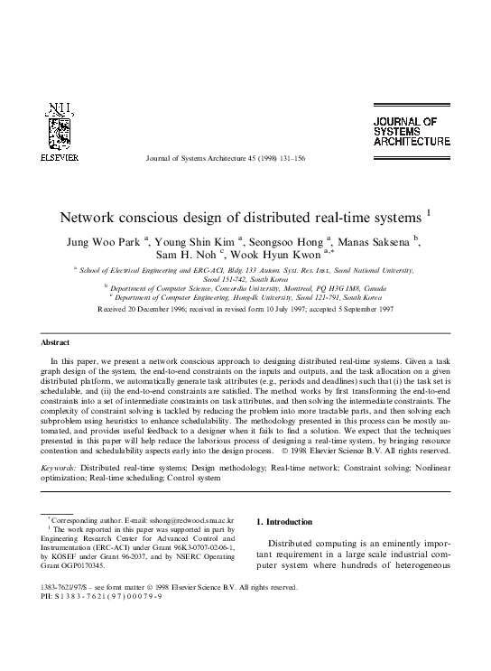 (PDF) Network conscious design of distributed real-time systems