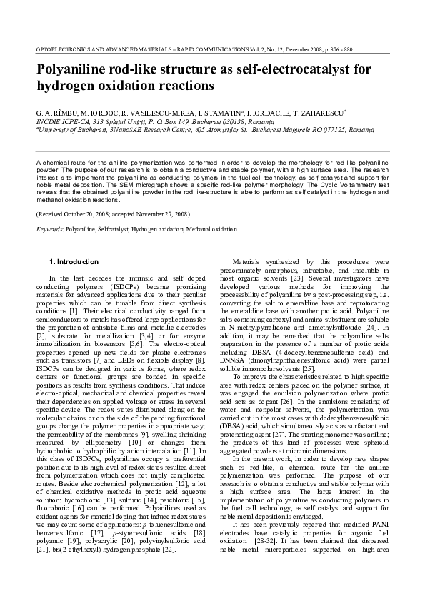 (PDF) Polyaniline rod-like structure as self-electrocatalyst for ...