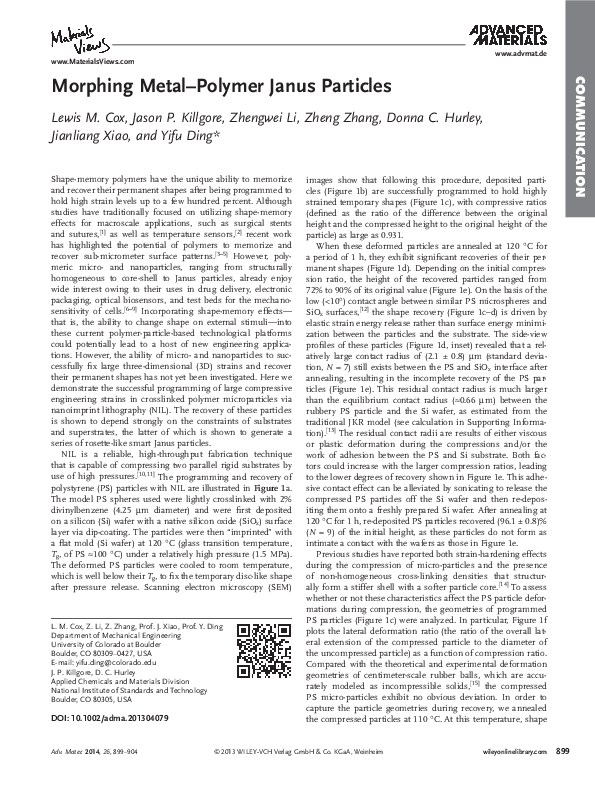 (PDF) Morphing Metal-Polymer Janus Particles
