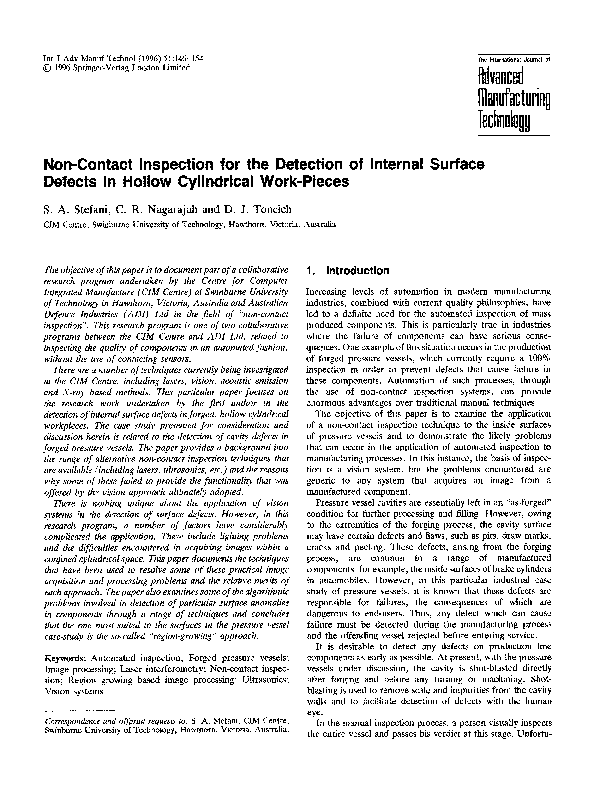 (PDF) Non-contact inspection for the detection of internal surface ...