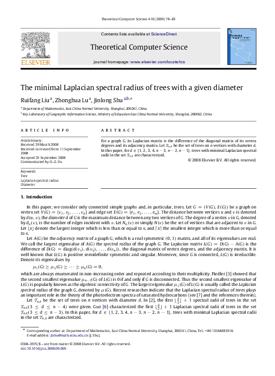 (PDF) The minimal Laplacian spectral radius of trees with a given diameter